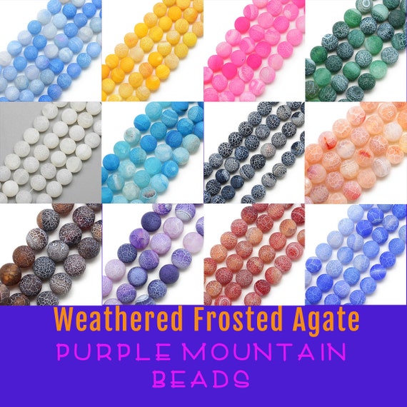 10mm Natural Weathered Frosted Agate Bead Strands Matte | Etsy
