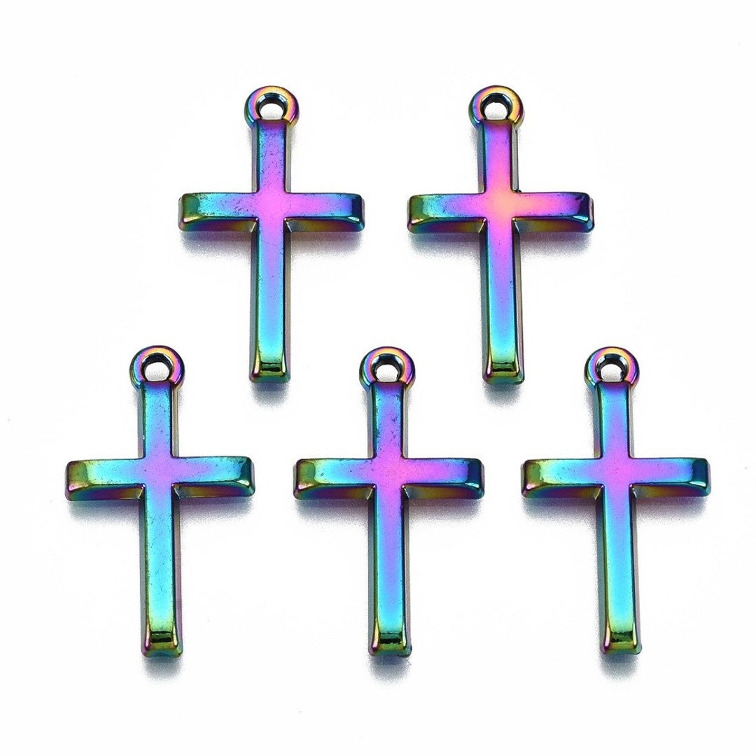 Rainbow Metal, Christian Cross, Rainbow Alloy Pendants, 3D, Medium ...