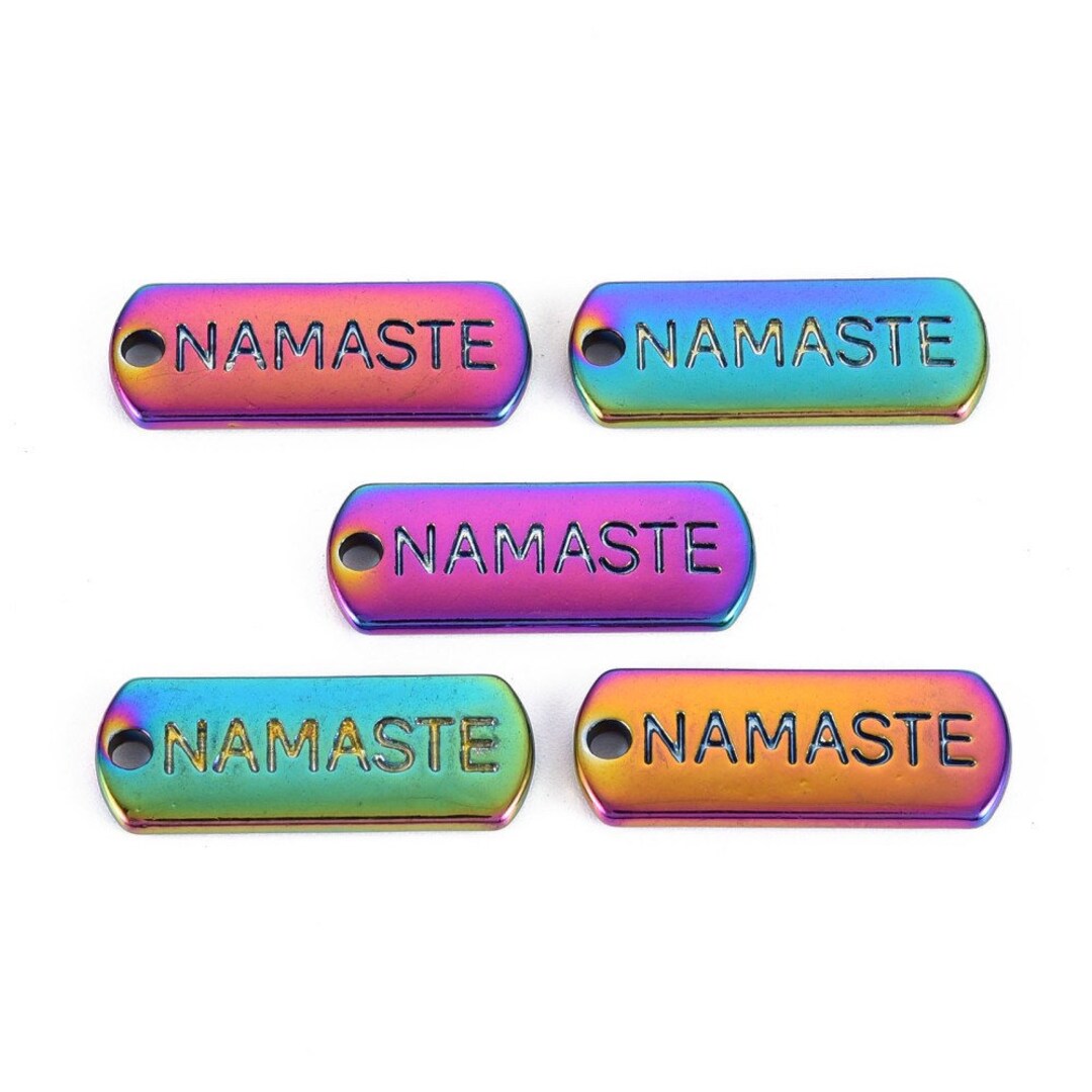 Rainbow Metal, Word NAMASTE Inspirational Motivational Word Charm ...