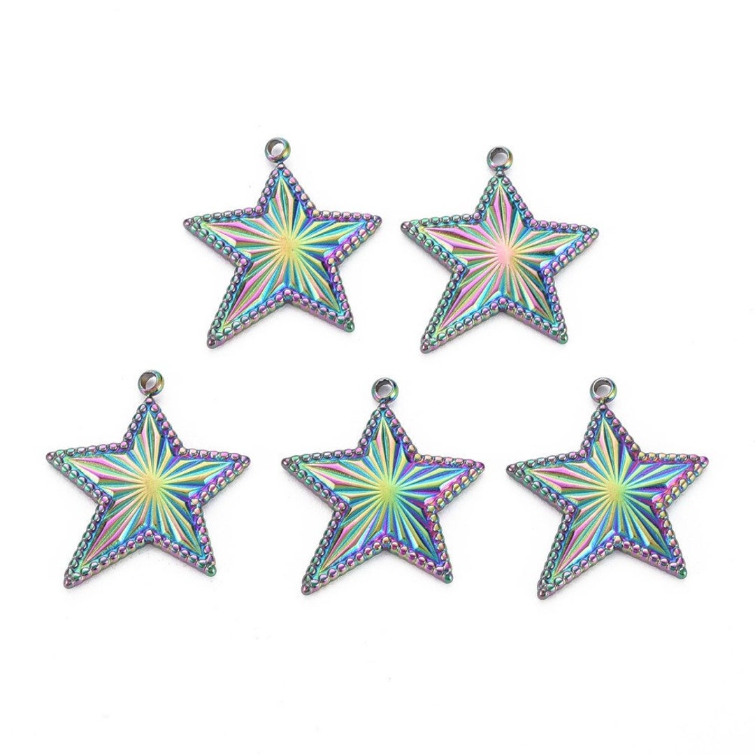 Rainbow Metal, Super Star, 304 Stainless Steel Pendants, About 0.75” - Etsy