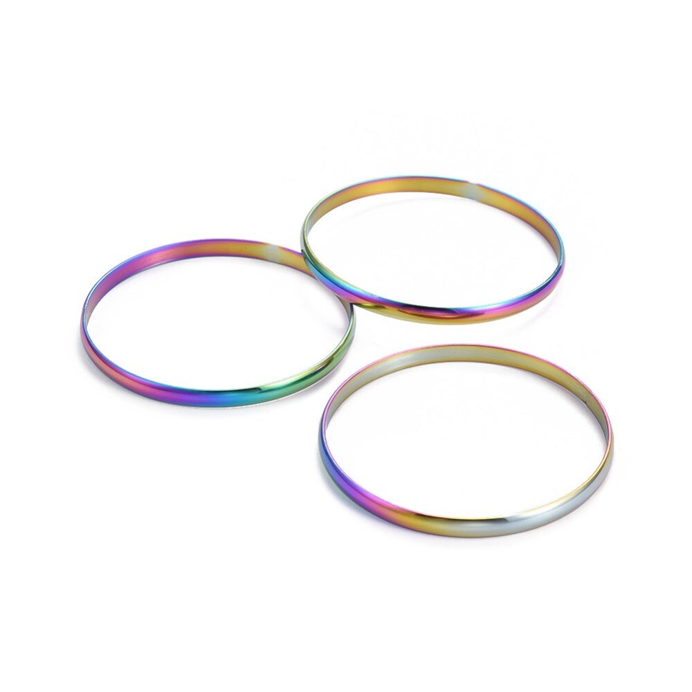 Rainbow Metal Bangle Bracelet Set of 3 Stainless Steel | Etsy