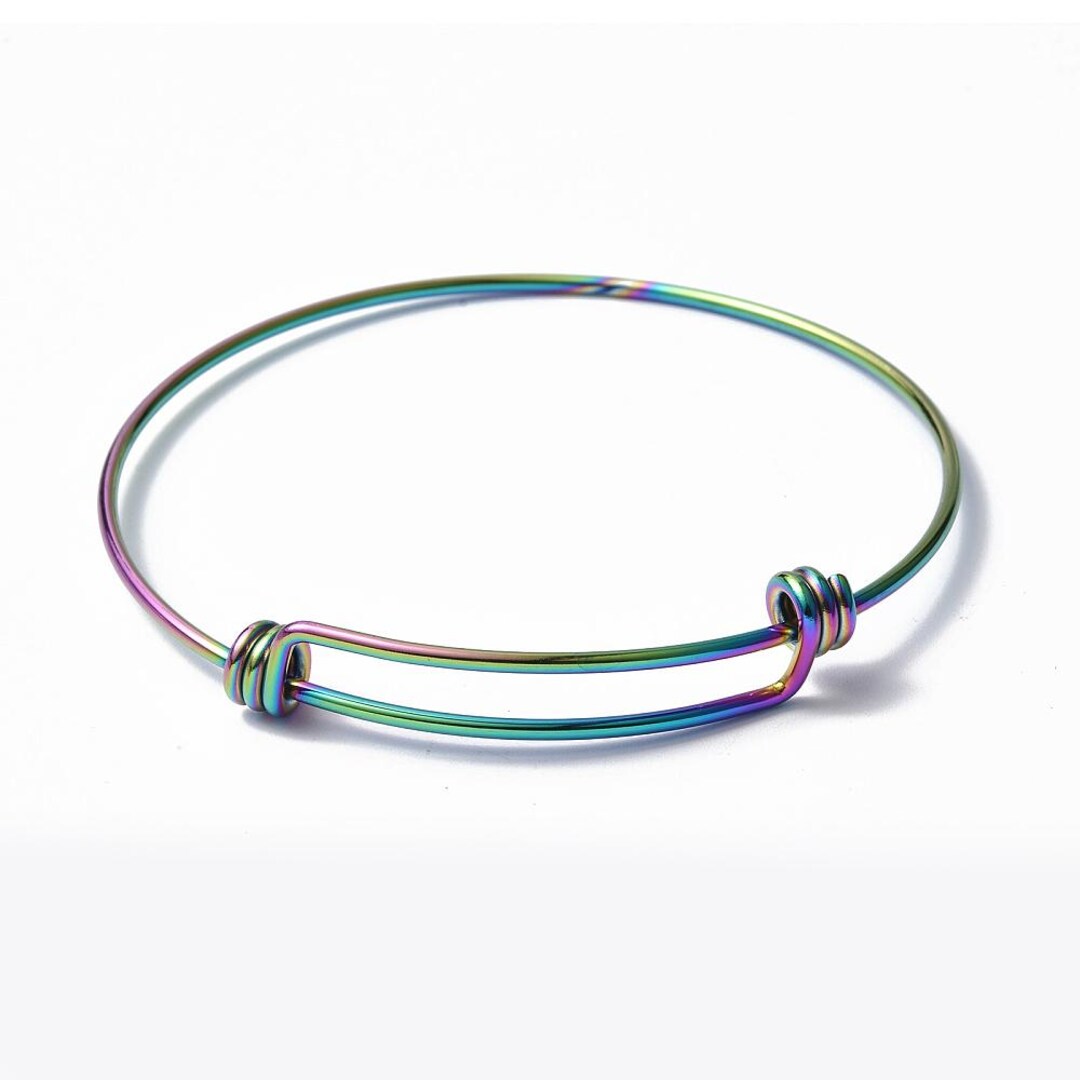 Rainbow Metal, Ion Plating(ip) Adjustable 304 Stainless Steel Bangles ...
