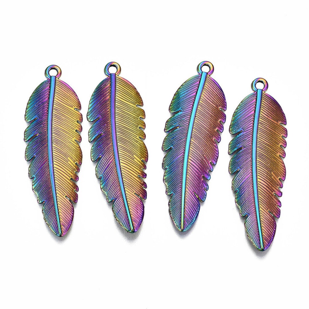 Rainbow Metal, Feather, Rainbow Alloy Pendants,, 3D , Almost 2 ...