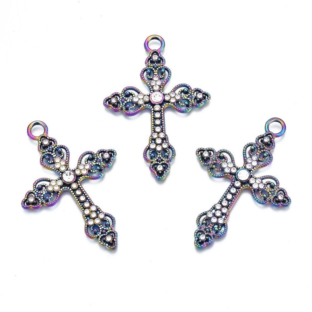 Rainbow Metal, Christian Cross, Rainbow Alloy Pendants, 3D, About 2 ...