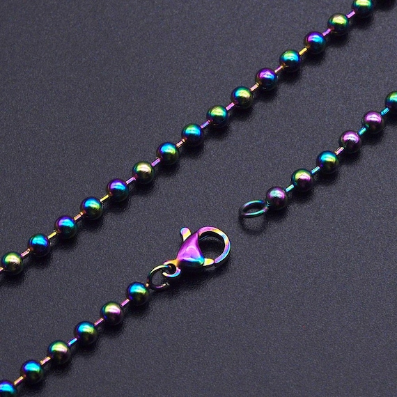 Rainbow Metal 18 Stainless Steel Ball Chain Necklace - Etsy
