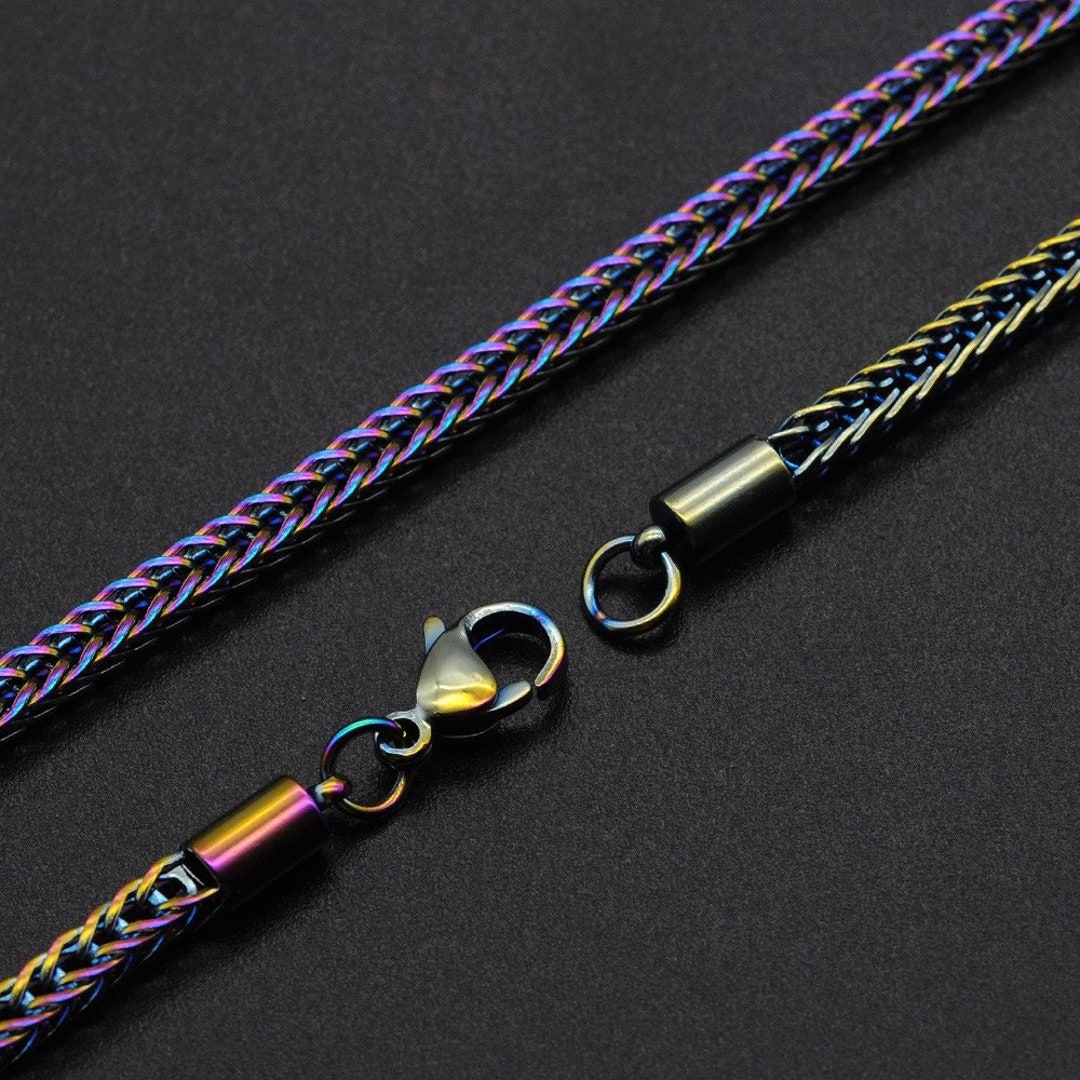Rainbow Metal, 18" Rainbow Wheat Chain Necklaces, 304 Stainless Steel ...