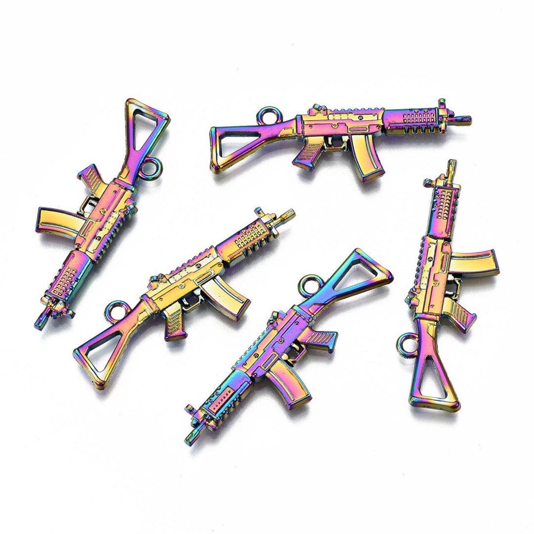 Rainbow Metal, Gun, Machine Gun, Rainbow Alloy Link Pendants, 3D, About ...