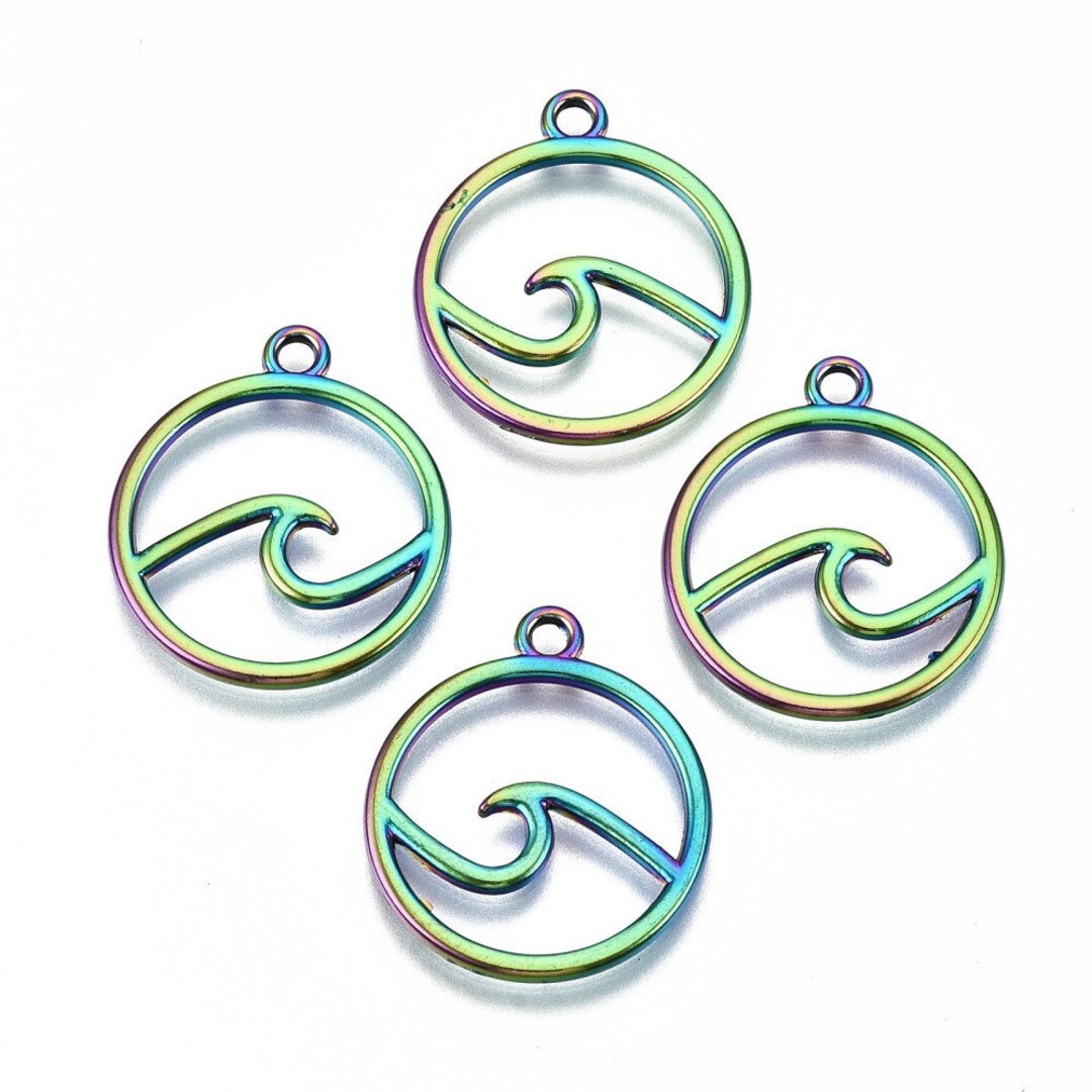 Rainbow Metal, Water Symbol, Rainbow Alloy Pendants, 3D, About 1" Great ...