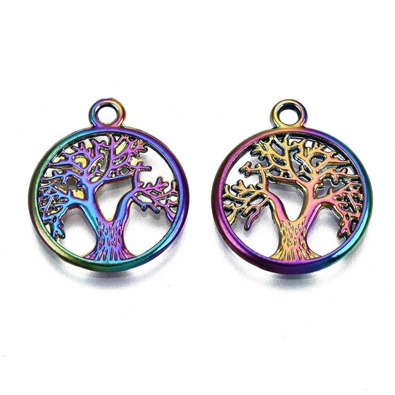 Rainbow Metal Tree of Life Rainbow Color Alloy Pendants - Etsy