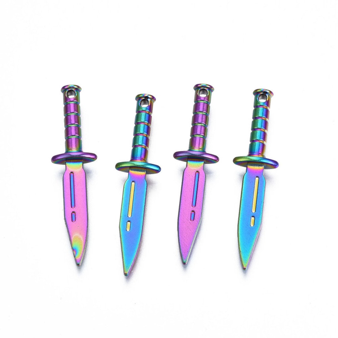 Rainbow Metal, Knife, Dagger, Survival Knife, Rainbow Alloy Pendants ...