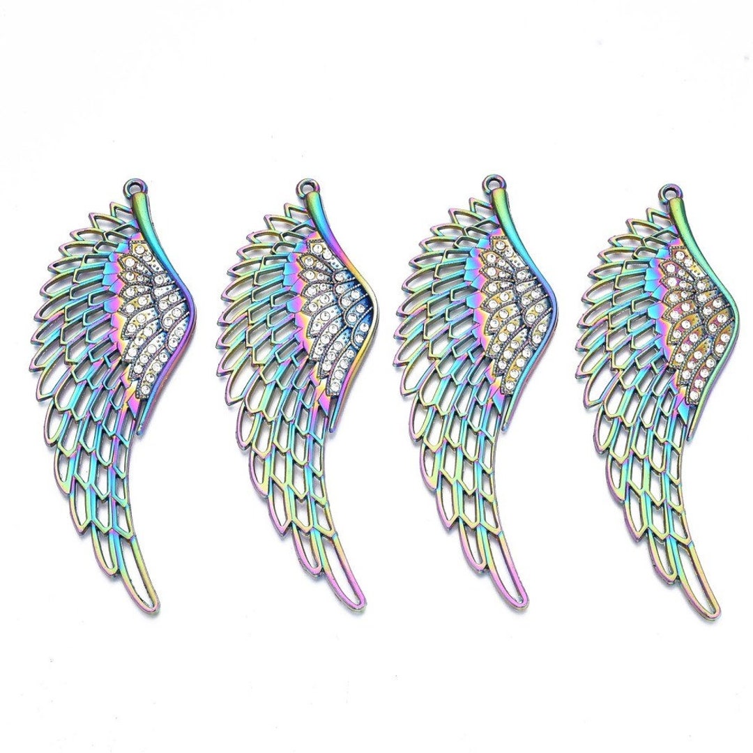 Rainbow Metal, Big Angel Wing, Rainbow Alloy Pendants, 3D, Over 4 ...