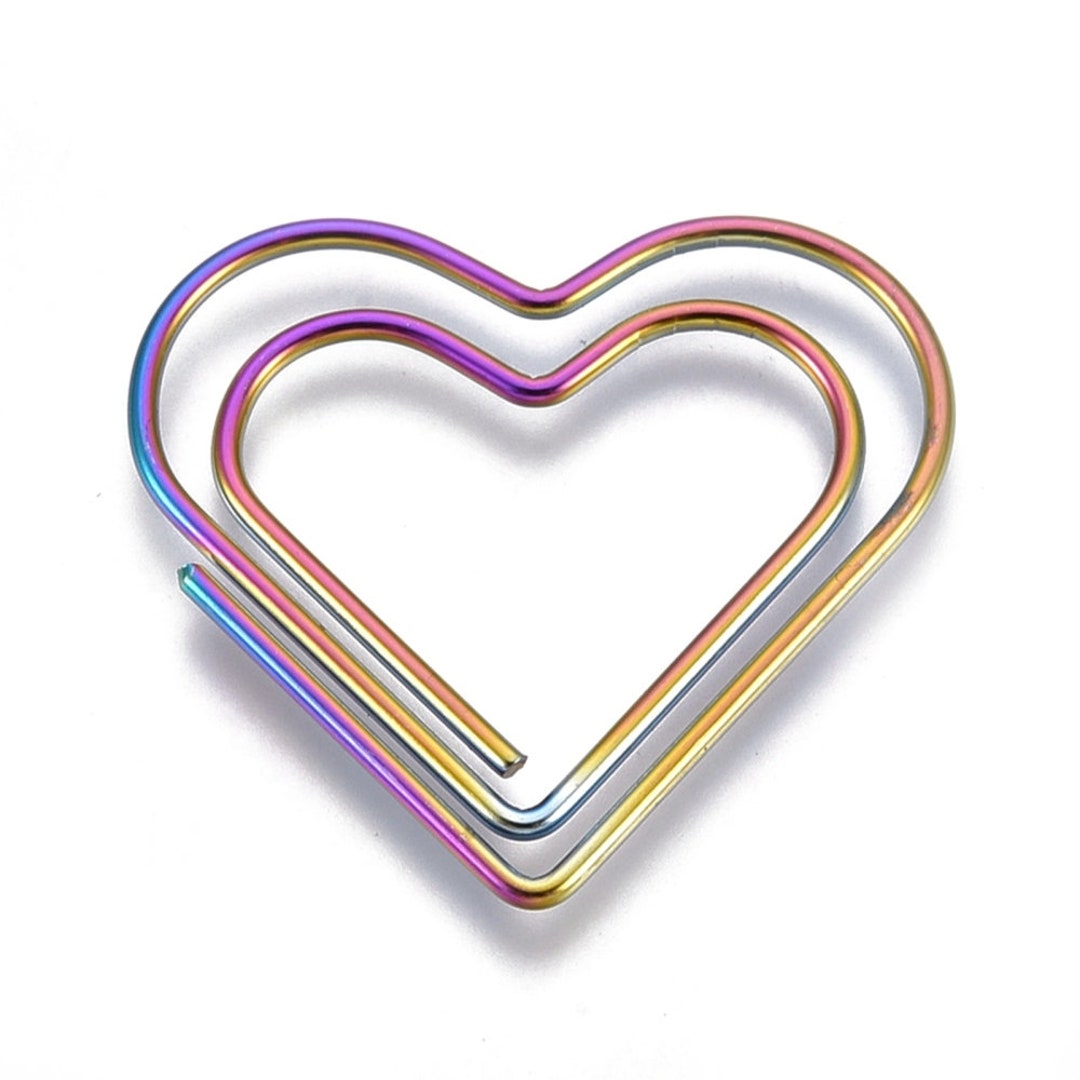 Rainbow Heart Shape Iron Paper Clips, Cute Paper Clips, Bookmark ...