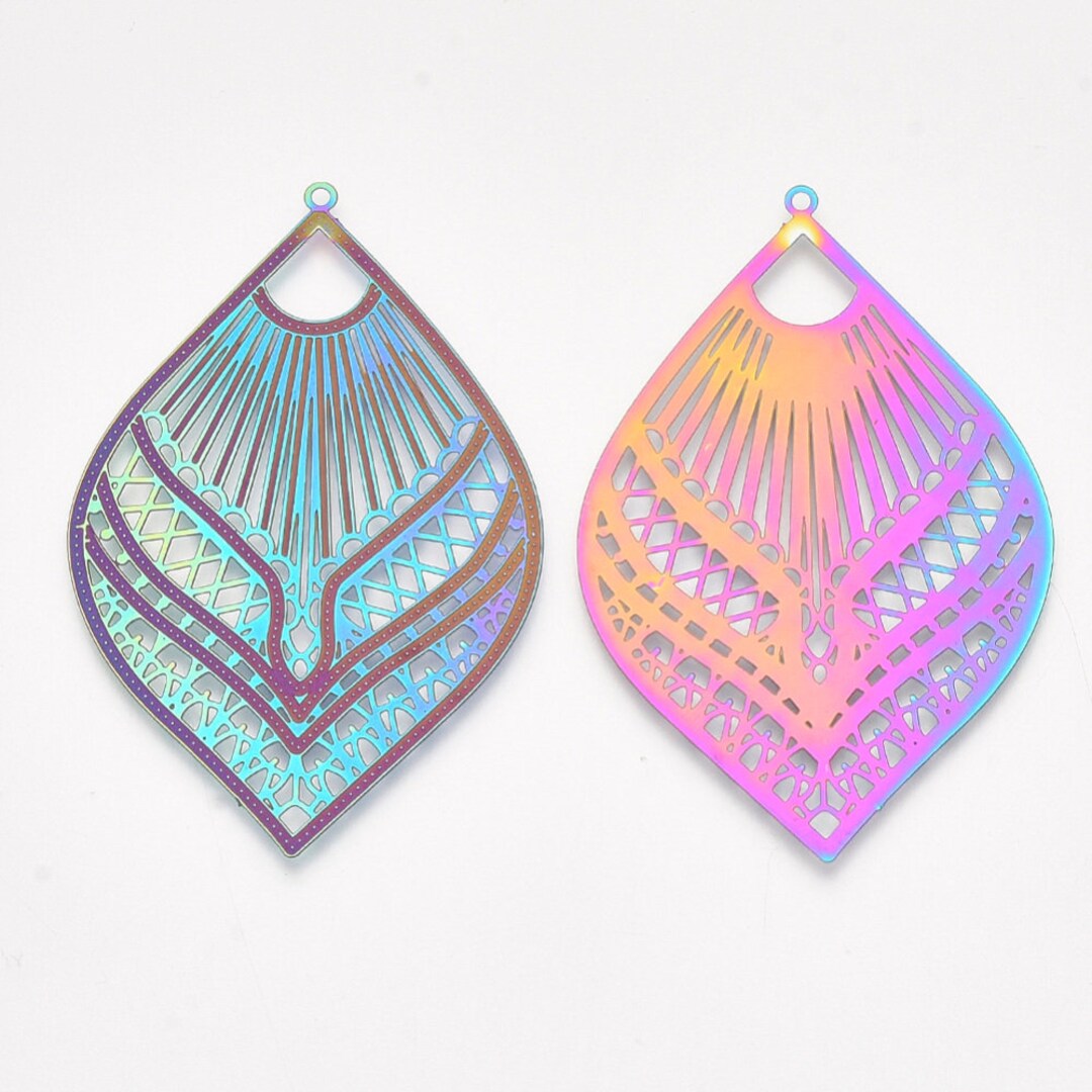 Rainbow Metal Large Holy Spirit Design, Leaf, Teardrop, Pendants ...