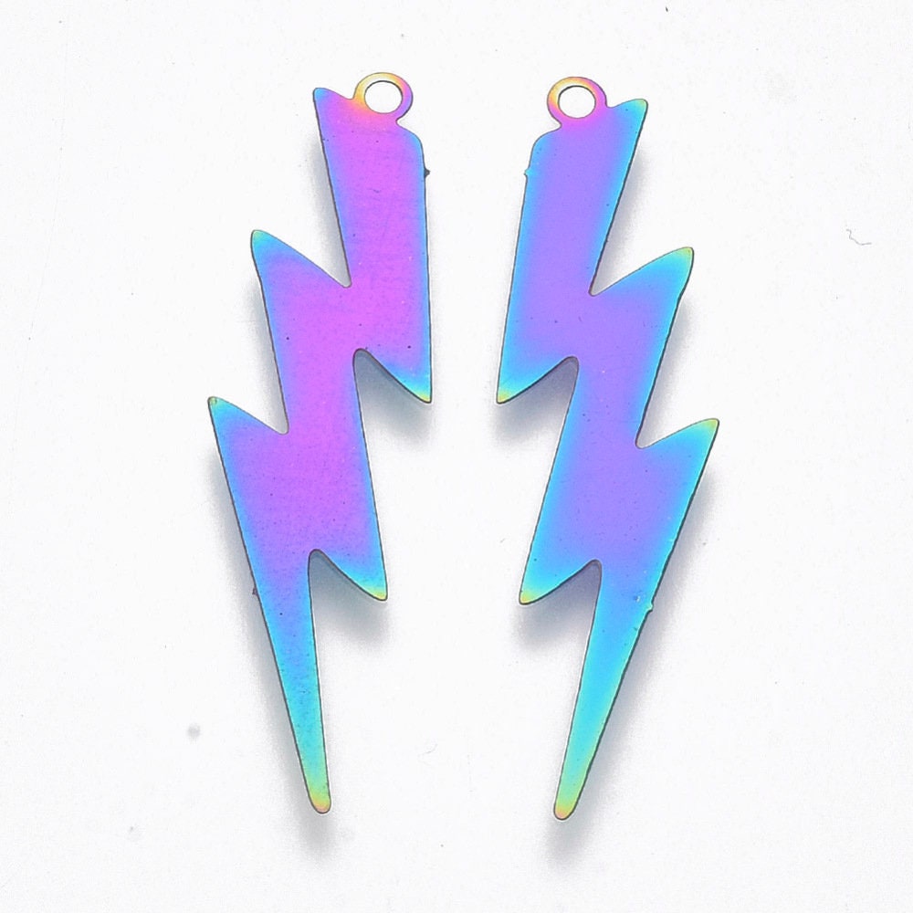 Lightning Bolts Rainbow Metal Stainless Steel Pendants - Etsy