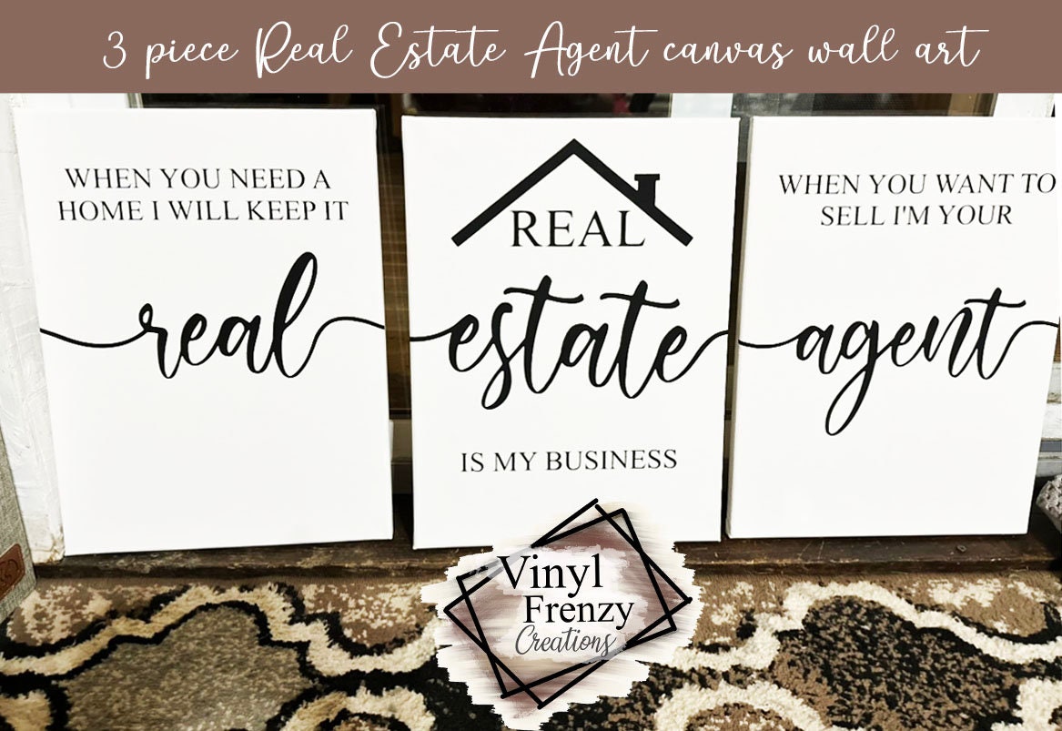 Canvas Wall Art Real Estate Agent Wall Art for Office. 3 Piece Wall Art ...