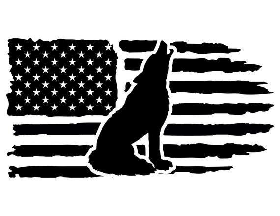 Howling Coyote Wolf Distressed Flag Permanent Adhesive Vinyl | Etsy
