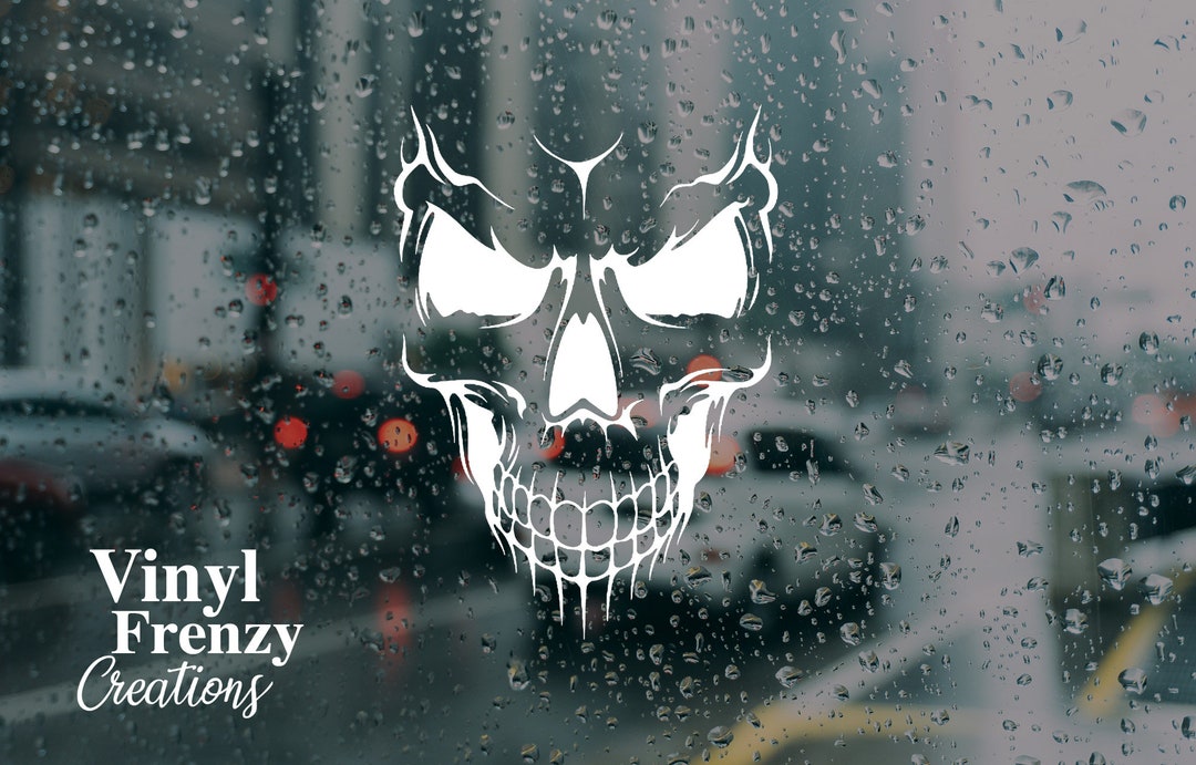 Angry Skull Premium Grade Vinyl Decal | Skull Decal | Car Decal | Truck ...
