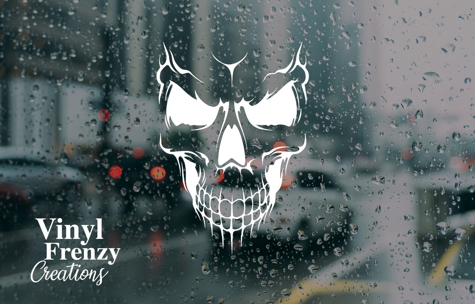 Angry Skull Premium Grade Vinyl Decal | Skull Decal | Car Decal | Truck ...