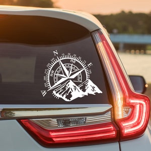 Compass With Mountains Decal | Mountain Decal | Adventure Decal ...