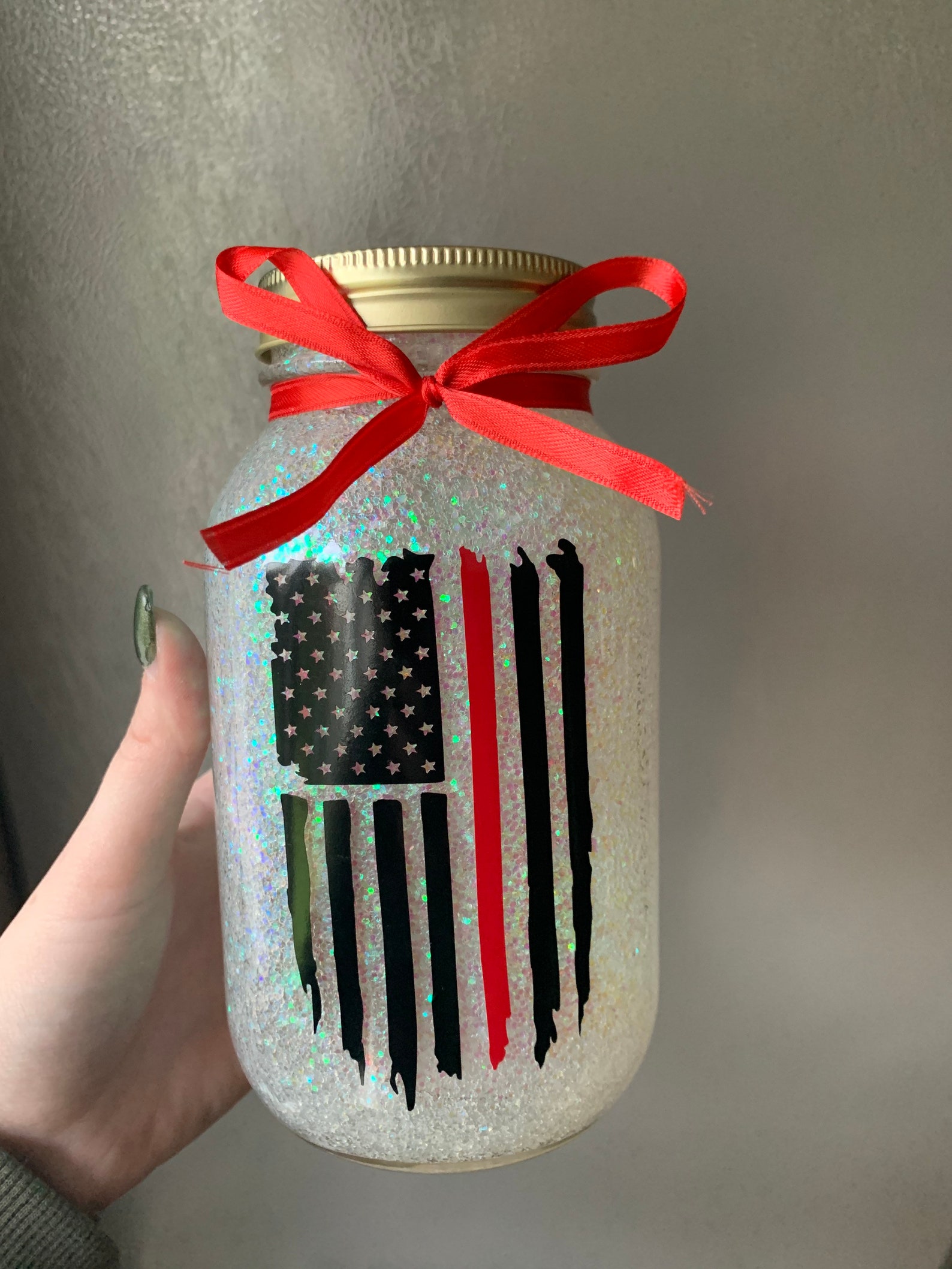 Thin Red Line Glitter Fairy Light Centerpiece Thin Red Line - Etsy