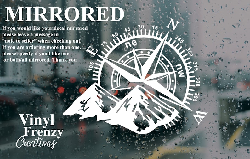 Compass With Mountains Decal Mountain Decal Adventure - Etsy