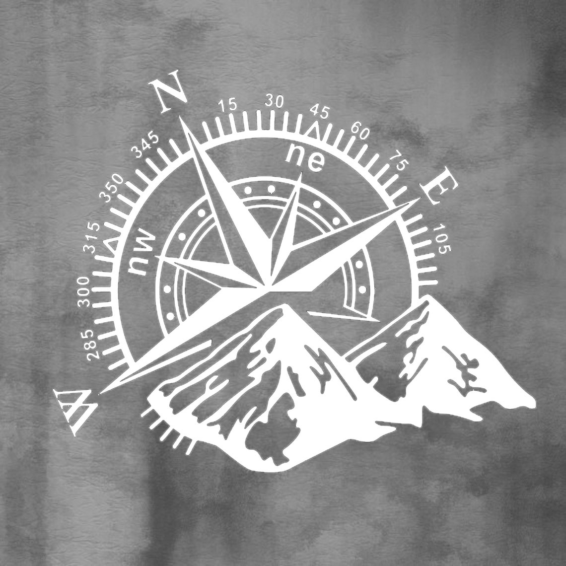 Compass With Mountains Decal Mountain Decal Adventure - Etsy