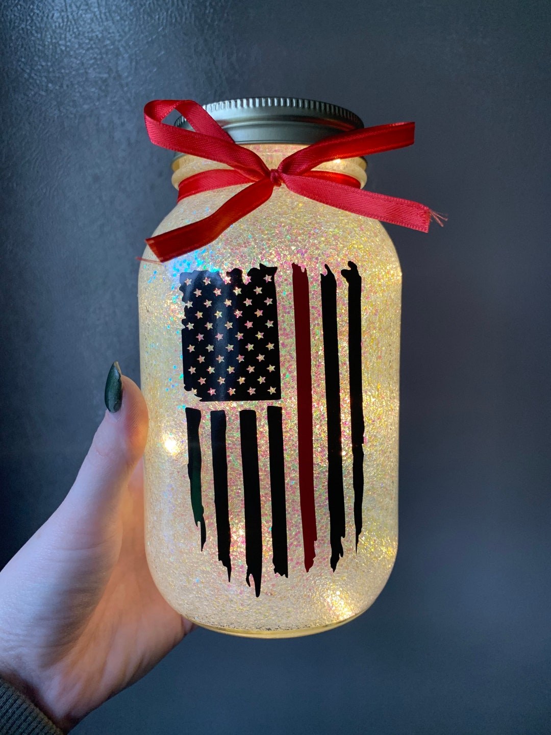 Thin Red Line Glitter Fairy Light Centerpiece | Thin Red Line Decor ...