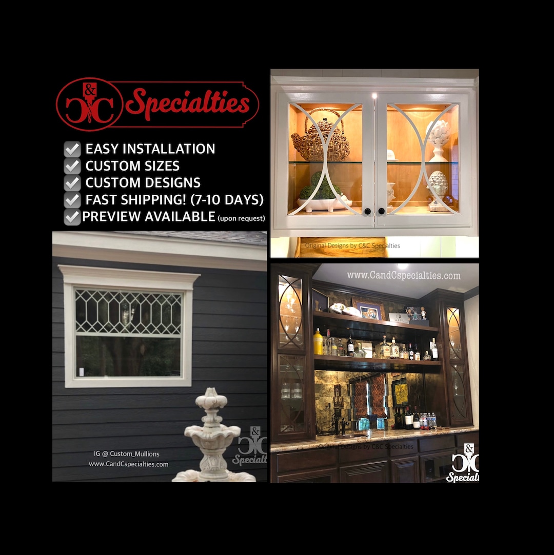 Up to 16"w X 32"h -CUSTOM MULLION INSERTS - Kitchen Cabinet Doors ...