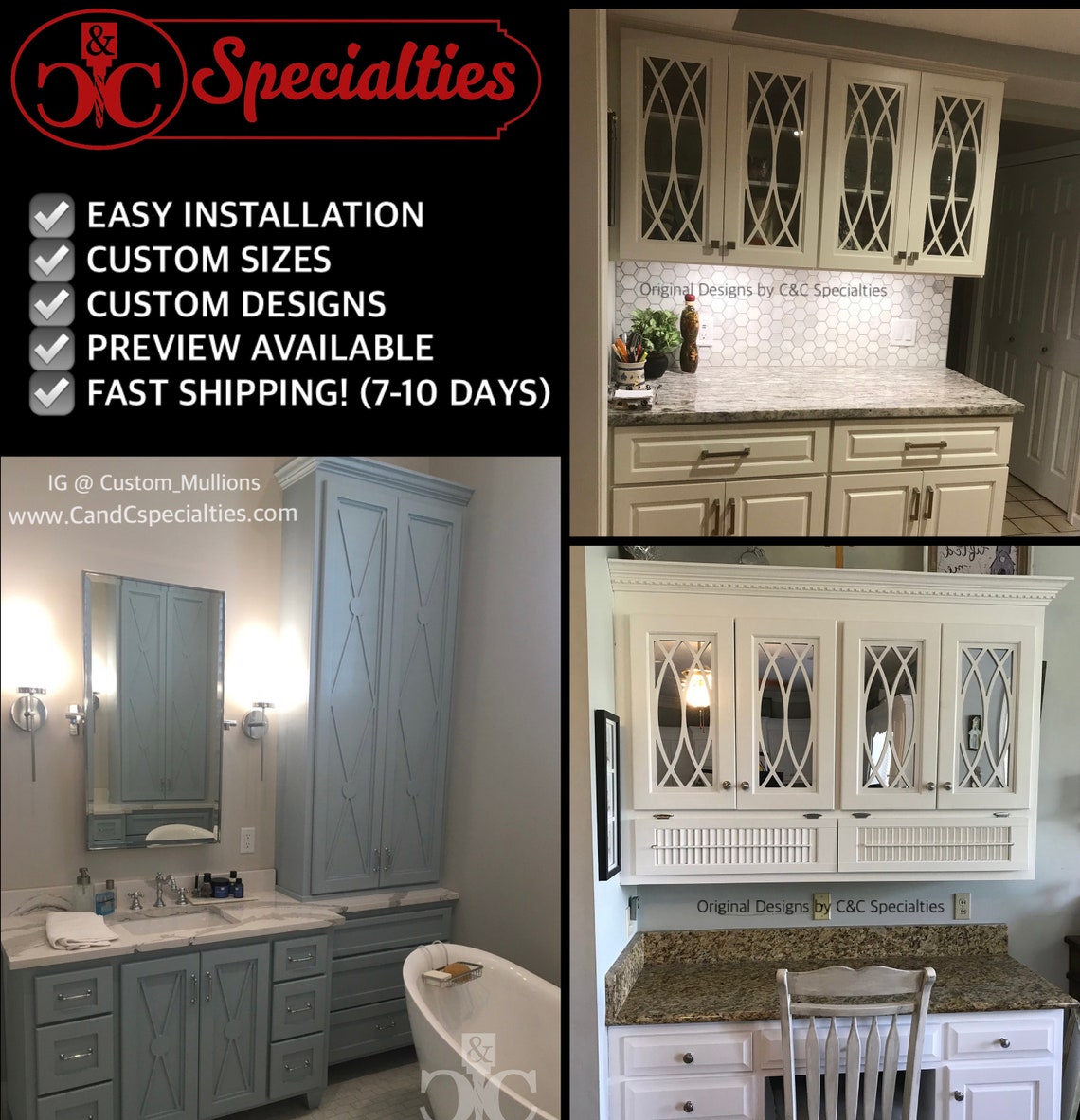 CUSTOM MULLION INSERTS Kitchen Cabinet Doors up to - Etsy