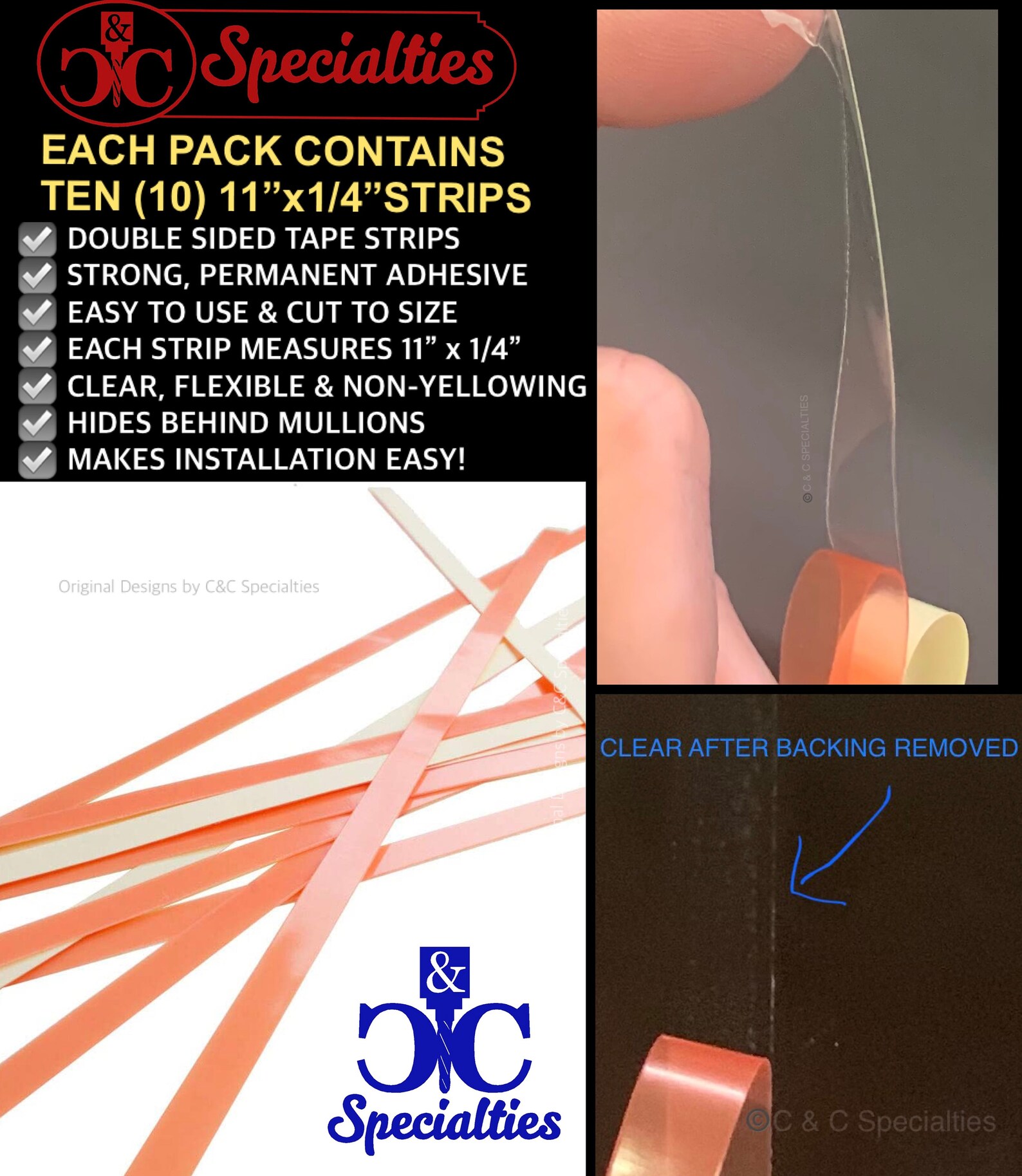 DOUBLE-SIDED TAPE Ten 10 Strips for Easy Installation of | Etsy