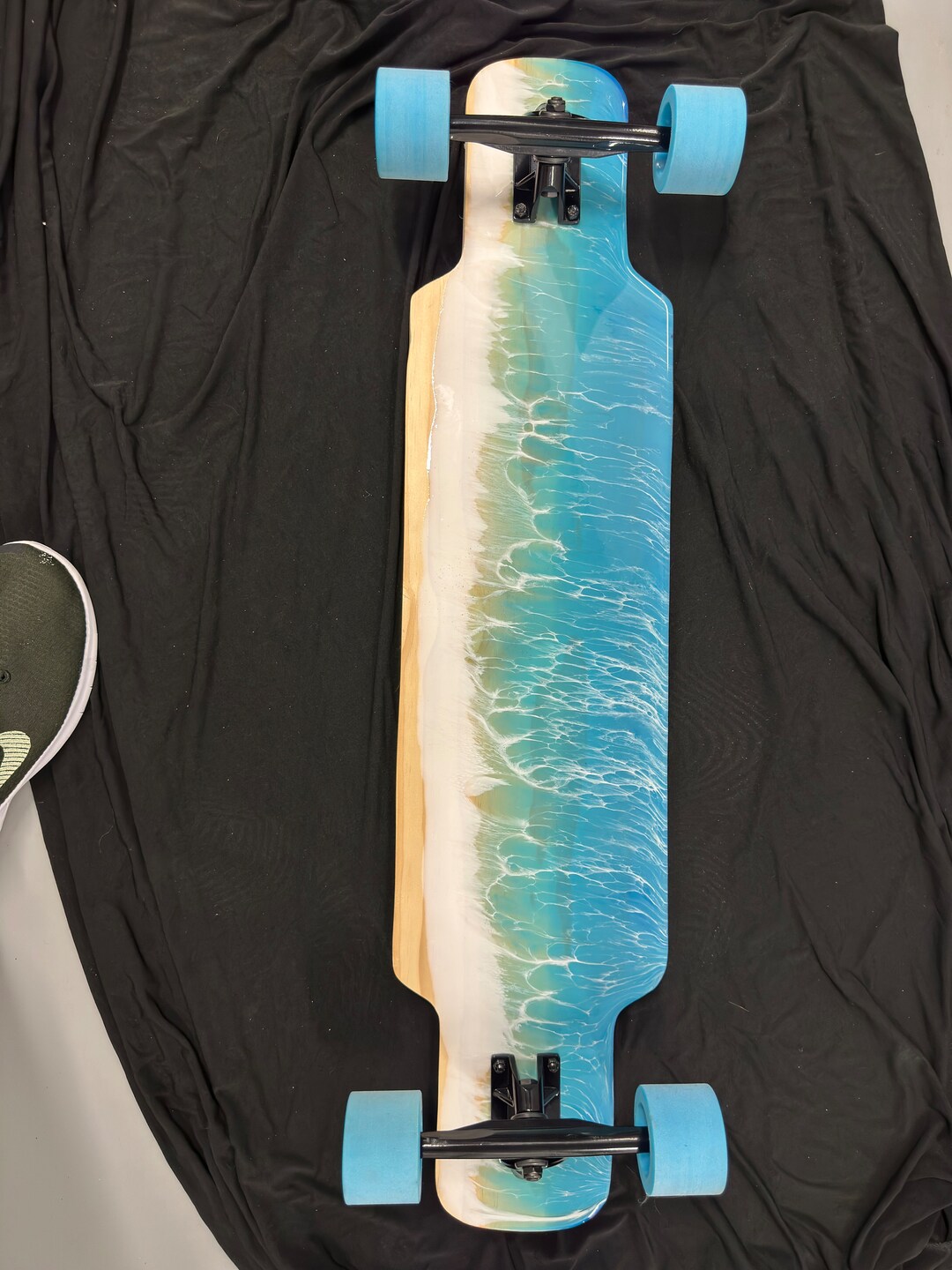Hand Carved Ocean Resin Cutaway Longboard 38” With Cruiser Trucks - Etsy