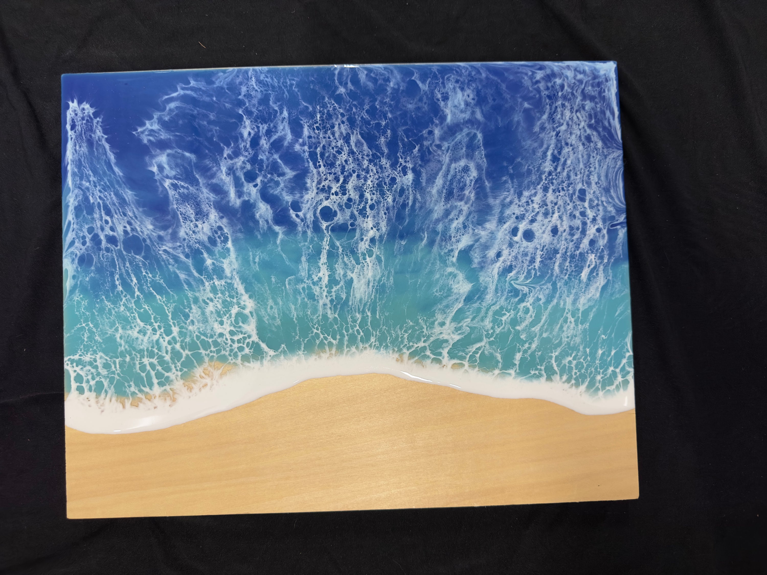 16” Wood Canvas Ocean Epoxy Resin Wall Art - Etsy