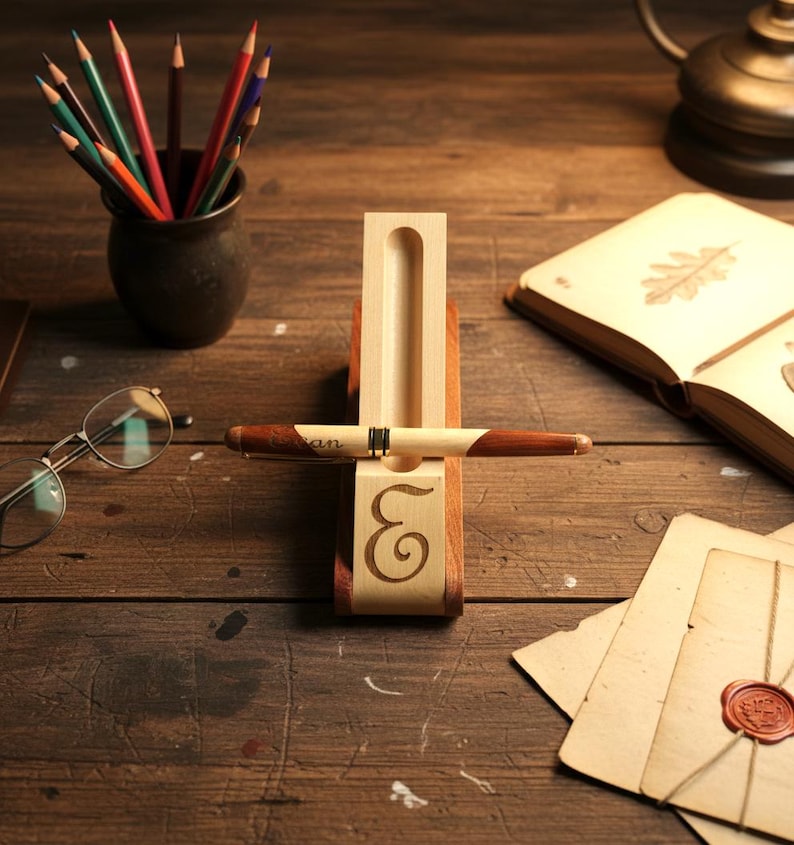 Personalized Pen & Case, Custom Engraved Name, Wooden Holder Box Set ...