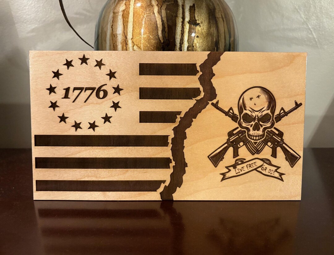 Tattered American Flag SVG - Live Free or Die, Laser Cut File (digital ...