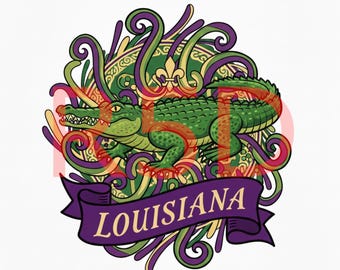 Louisiana Alligator Mardi Gras PNG – Bayou State Digital Download - Etsy