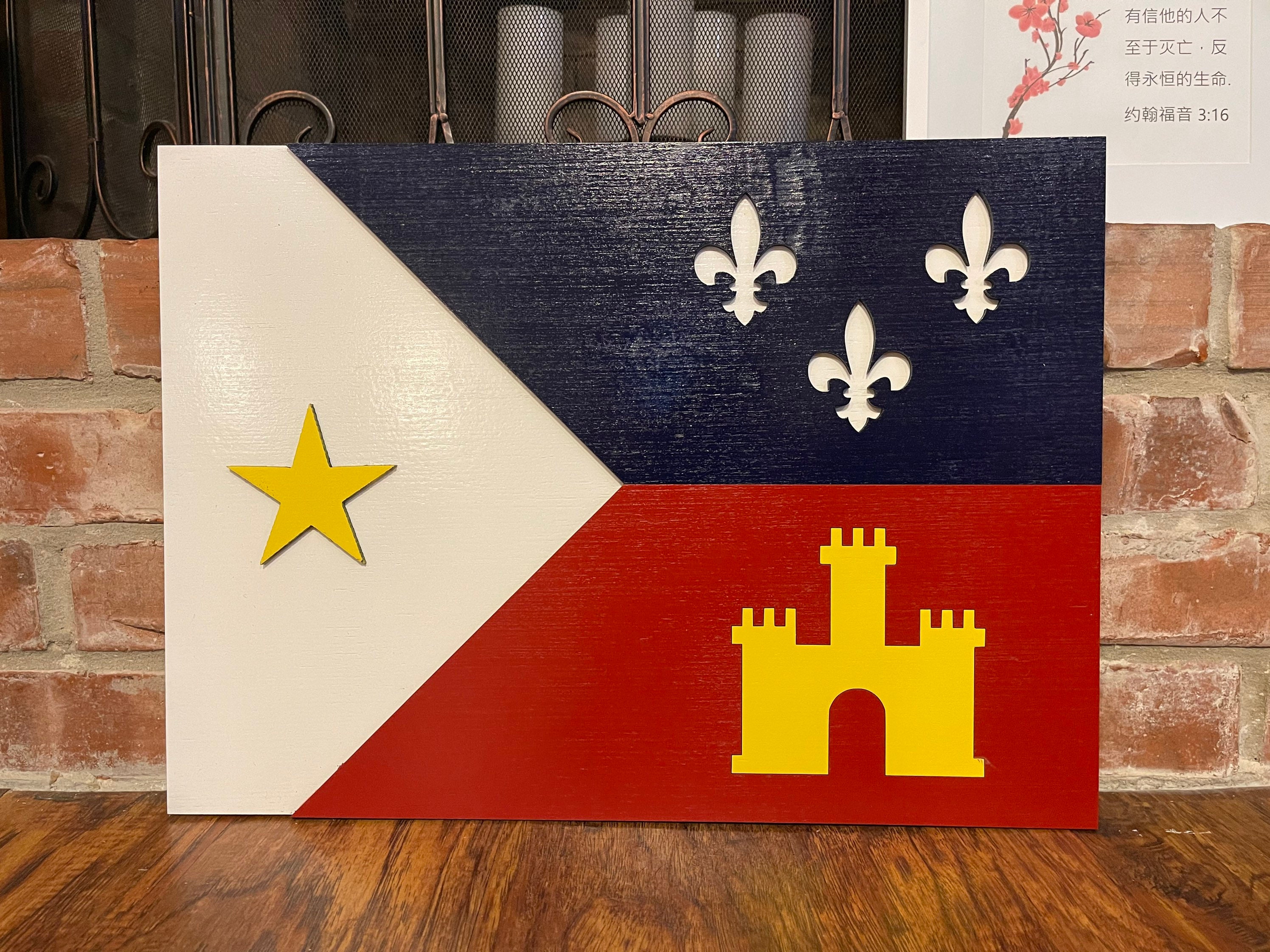 Wooden Flag Flag of Acadiana Louisiana Acadian Flag - Etsy