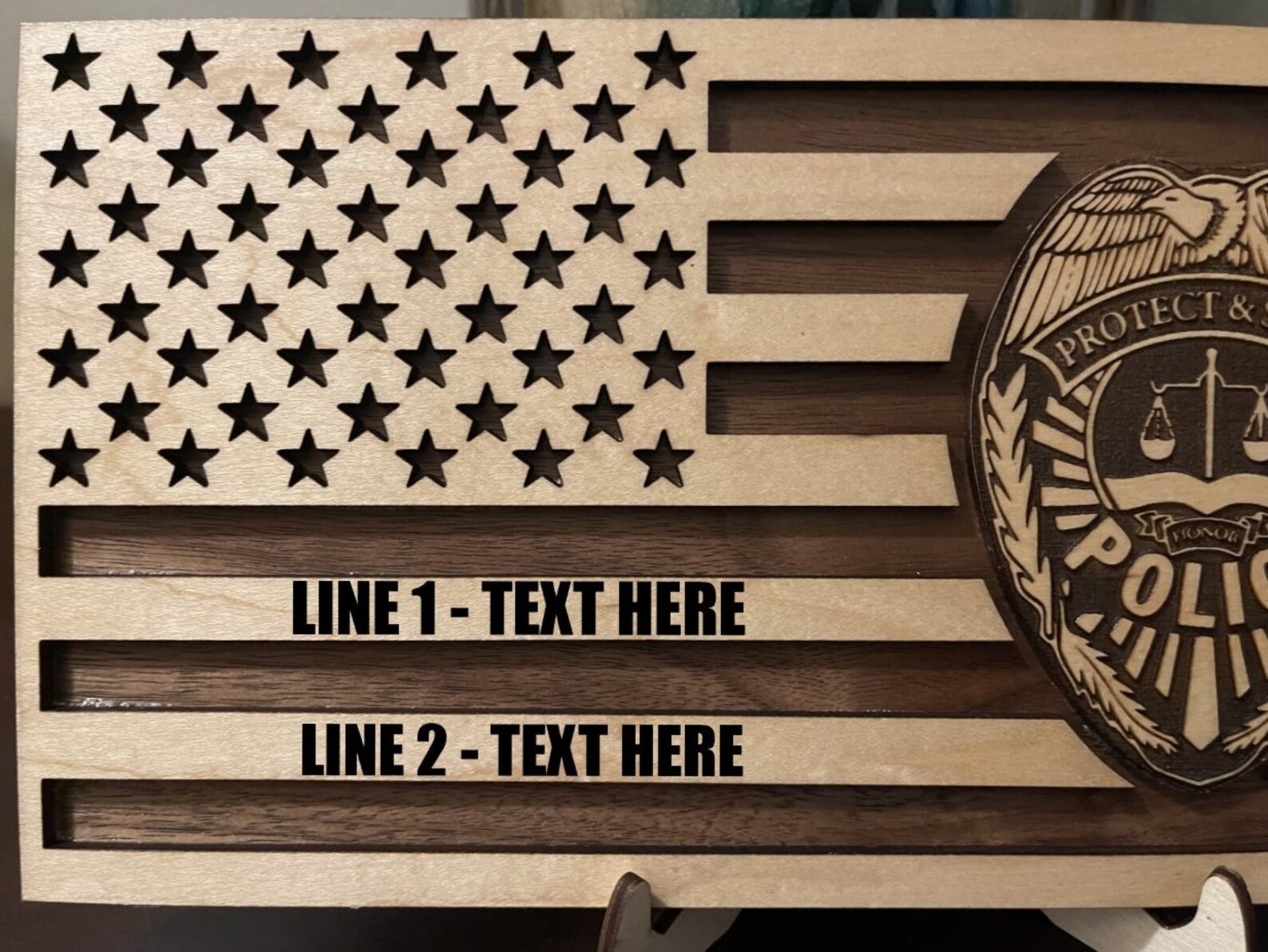 Wooden Flag Police Desktop Flag With Stand Back the Blue - Etsy