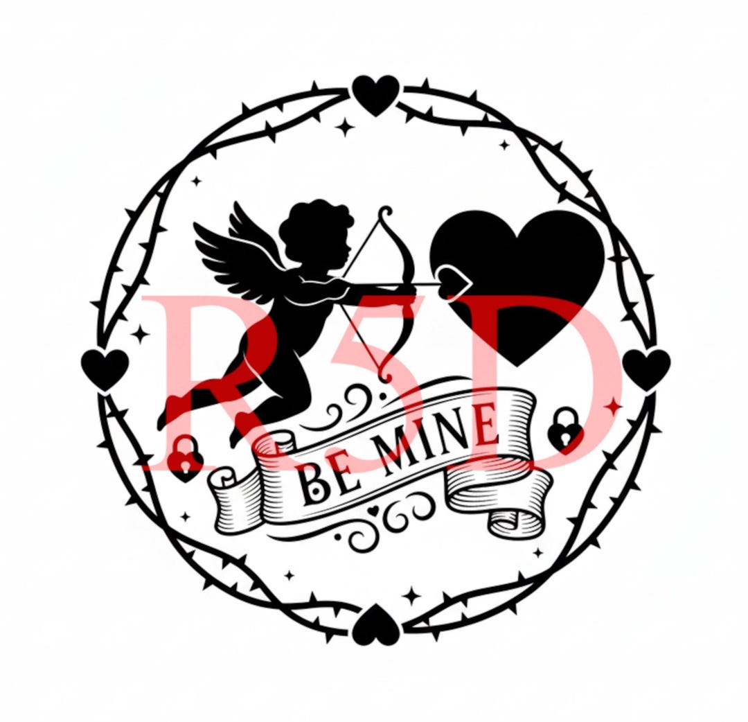 Cupid Valentine SVG for Laser Engraving | Be Mine Heart Silhouette ...