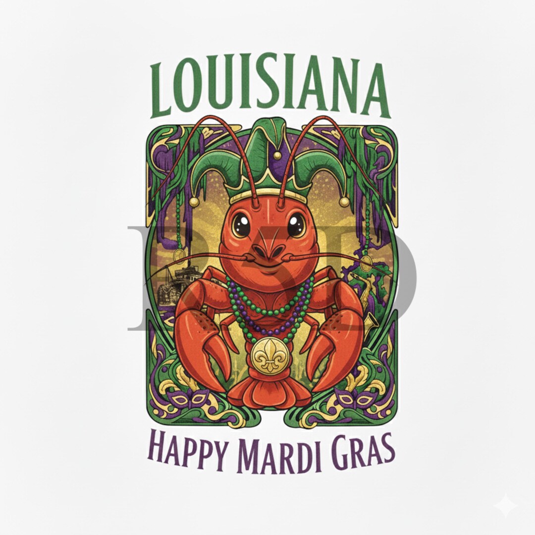 Mardi Gras Crawfish PNG - Louisiana Mudbug Digital Download - Happy ...