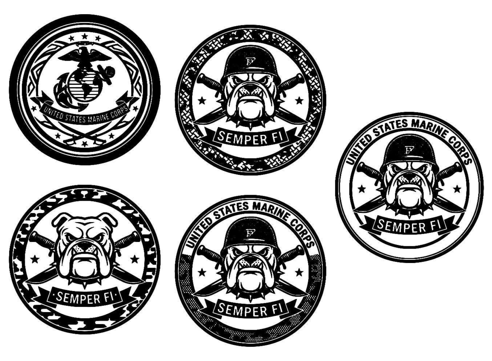 Marine Corps Mascot Bundle 5 Pack, Bulldog SVG, PNG, Pdf, Jpg, Semper ...