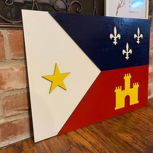 Wooden Flag - Flag of Acadiana- Louisiana Acadian Flag - Multiple Sizes ...