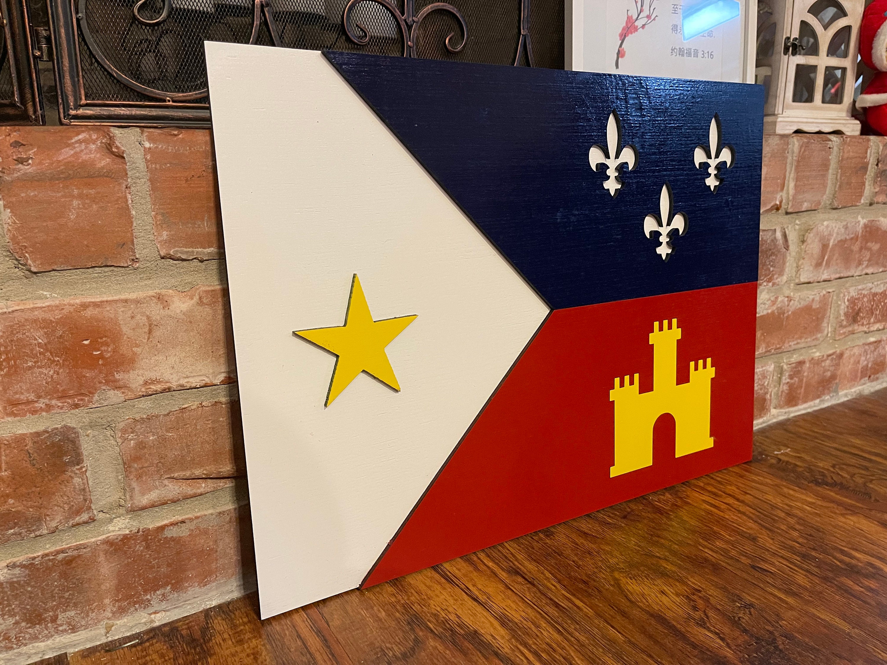 Wooden Flag Flag of Acadiana Louisiana Acadian Flag - Etsy