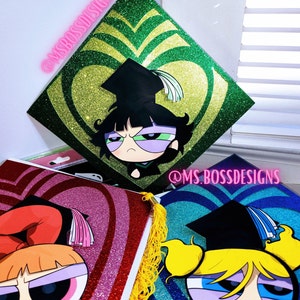 Graduation Cap Topper-powerpuff Girl Cartoon Design College - Etsy