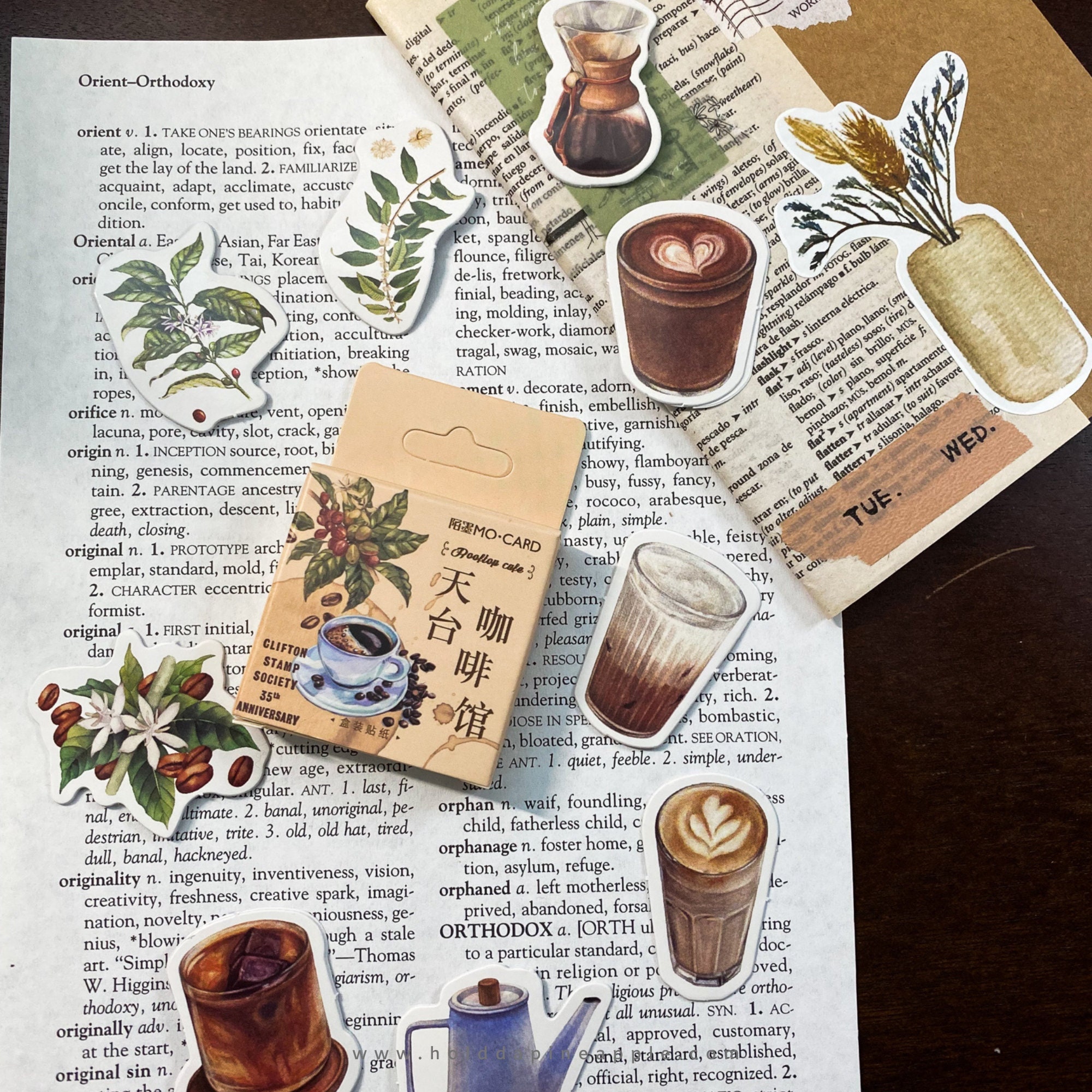 46pcs Vintage Coffee Shop Stickers Set, Bullet Journal, Scrapbooking ...
