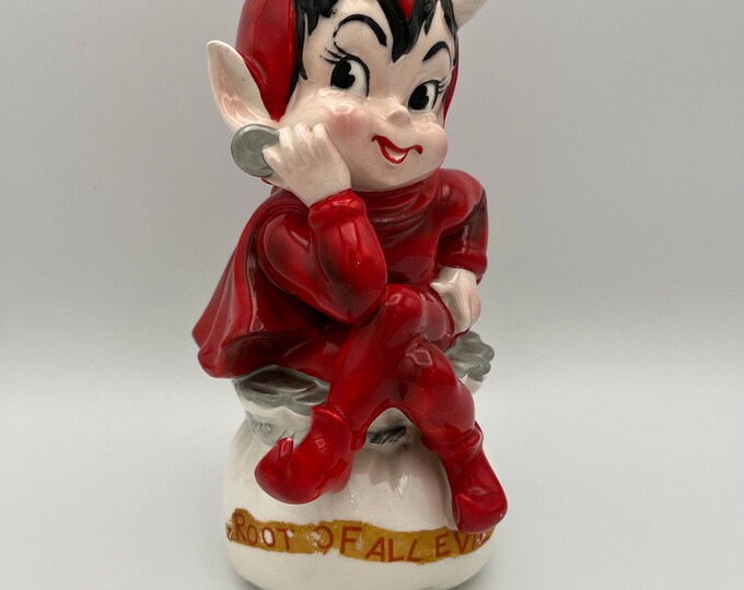 Vintage Lefton Pixie Elf Red Devil Coin Bank Root of All Evil - Etsy
