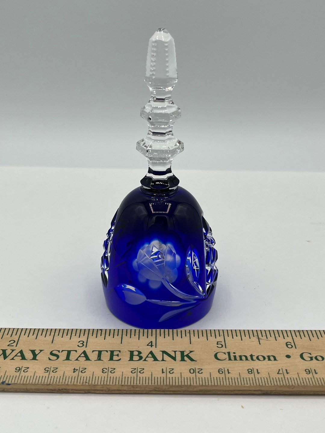 Cut to Clear Lead Crystal Bell, Cobalt Blue and Clear Glass, Germany - Etsy