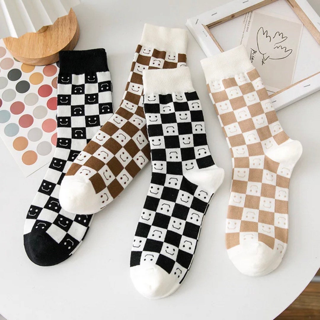 Happy Check Socks II - Etsy