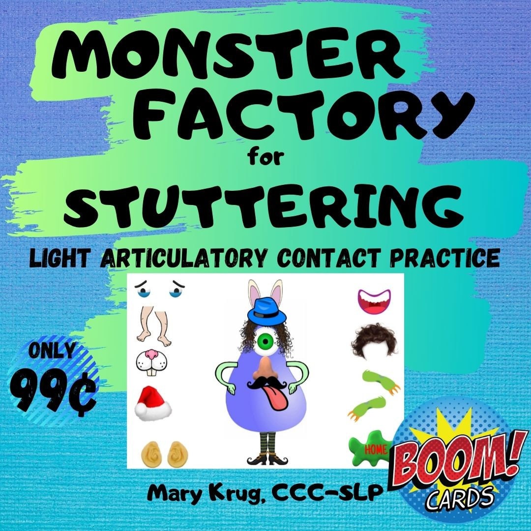 Monster Factory for STUTTERING- BOOM Cards (light Articulatory Contact ...