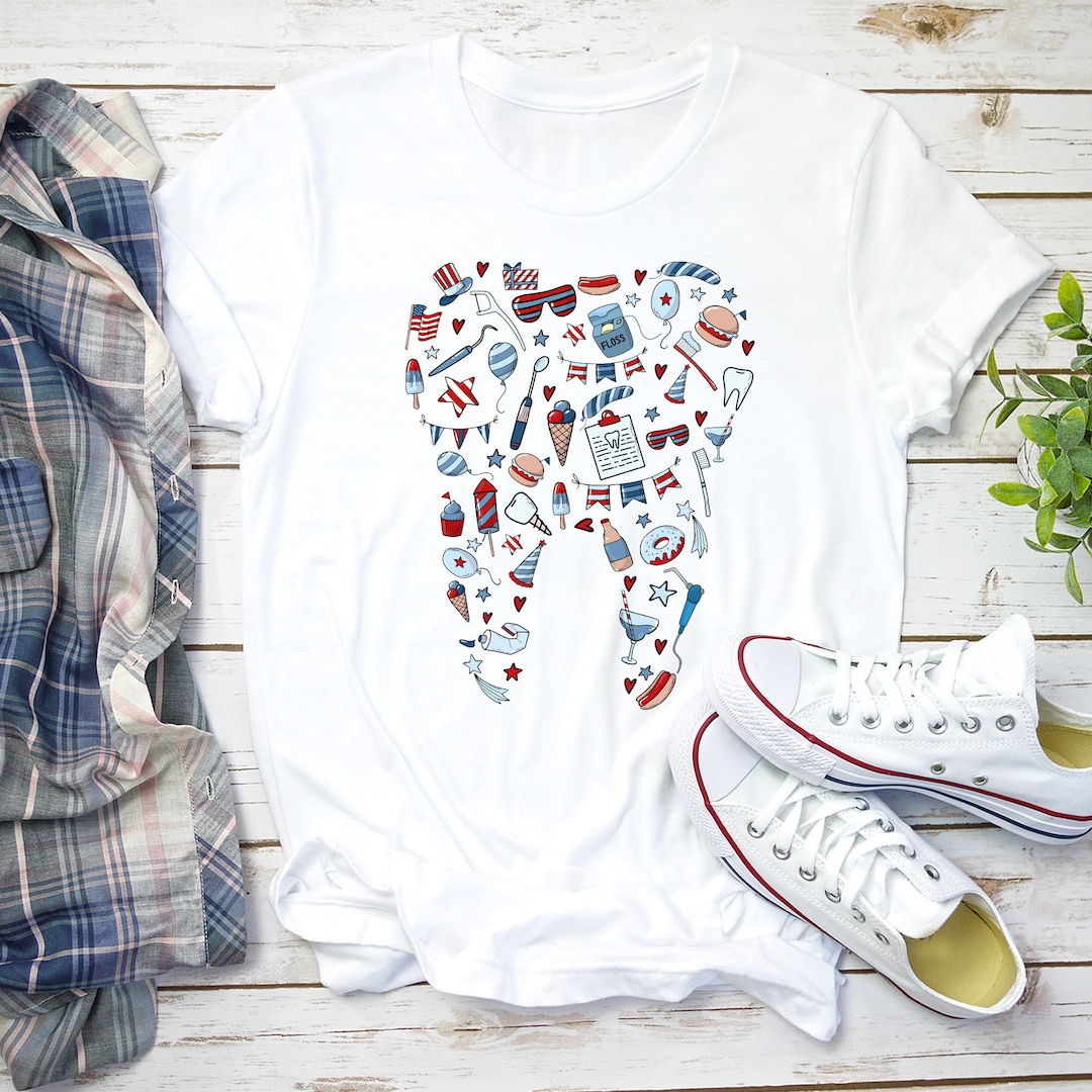4th of July Tooth Shirt, Dental Shirt, Dentist Tee, Dental Assistant ...