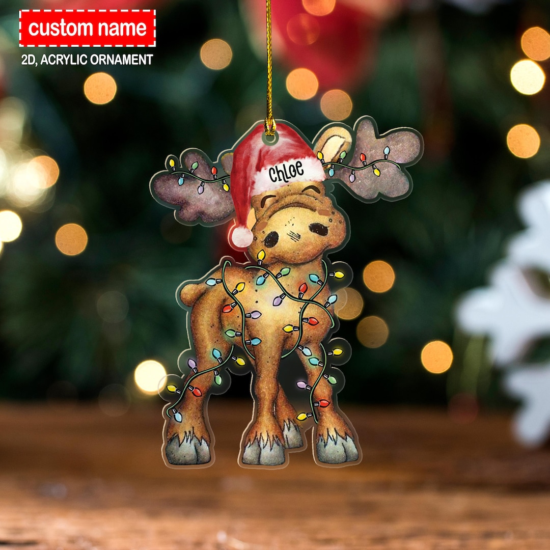 Moose Christmas Ornament, Moose 2D Arcylic Ornament, Moose Lover Gift ...